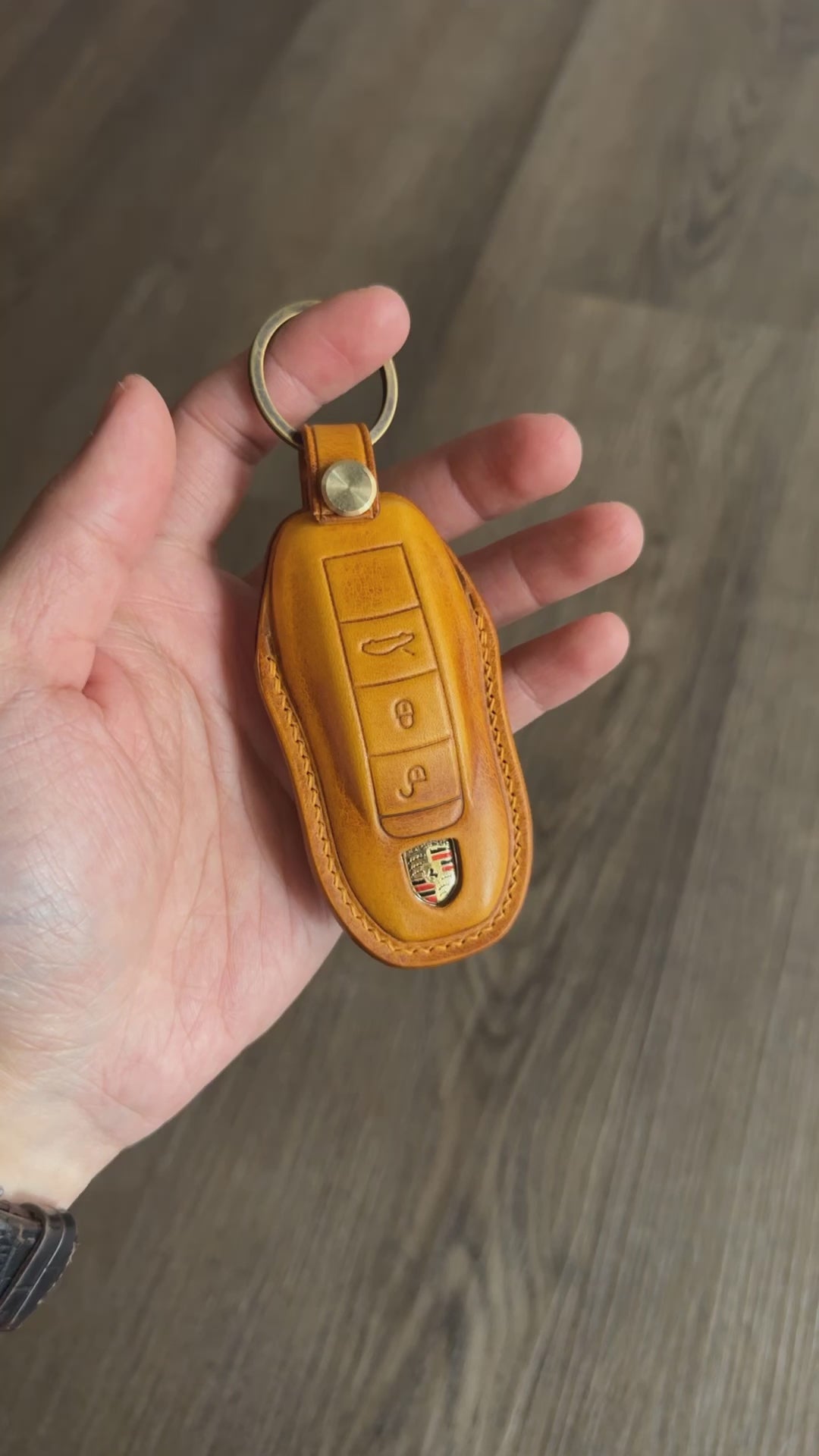 Porsche key fob cover, key case, Wax leather – Shao Leather